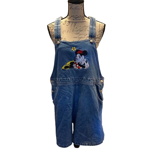 Disney | Shorts | Disney Store Vintage Minnie Mouse Denim Overalls ...